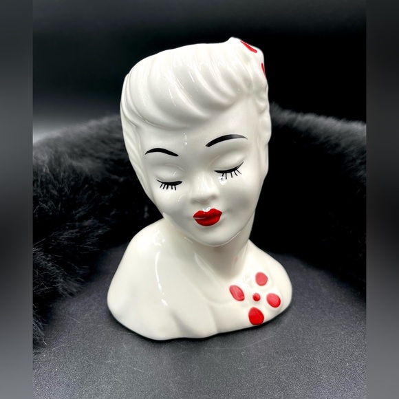 napco | Accents | Vintage Napco Glamour Girl Head Vase Planter Red ...